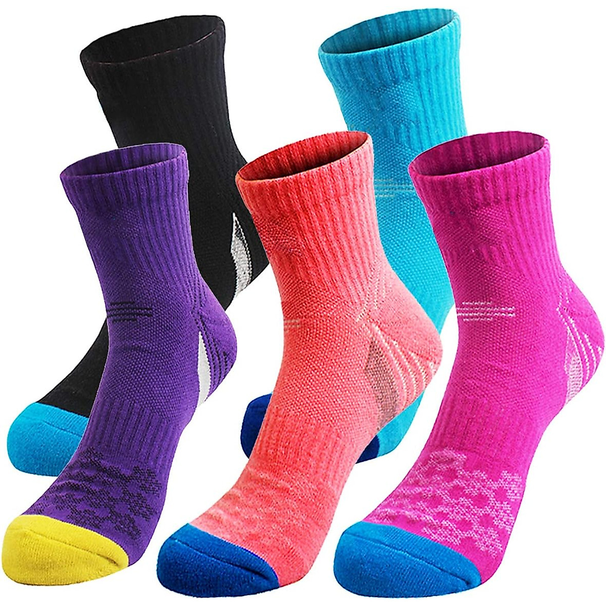 Veatree 5 Pairs Women Cushioned Moisture Wicking Socks for Hiking Trekking Running Camping Outdoor