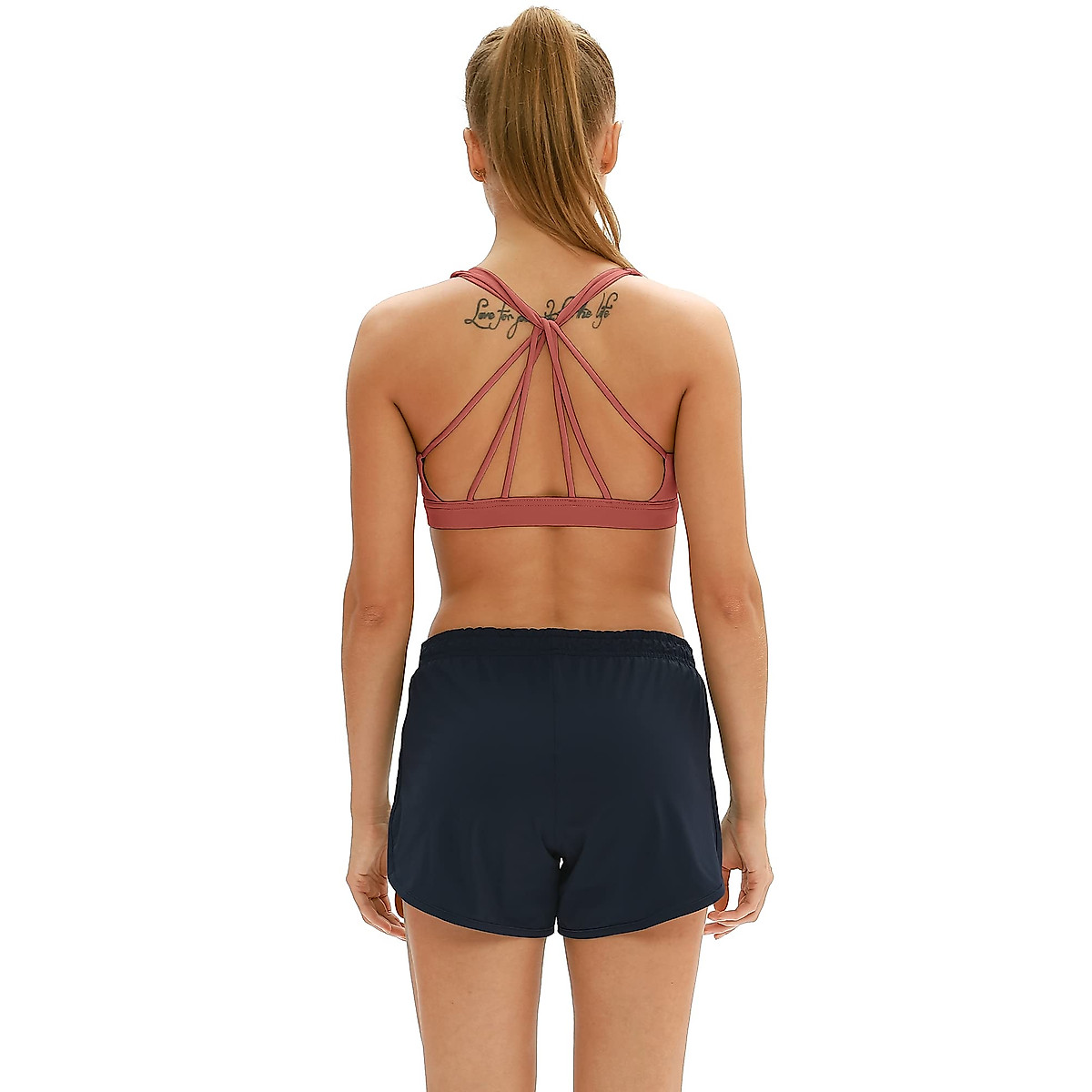 icyzone Padded Strappy Sports Bra Yoga Tops Activewear Workout Clothes for Women (M, Copper Brown)