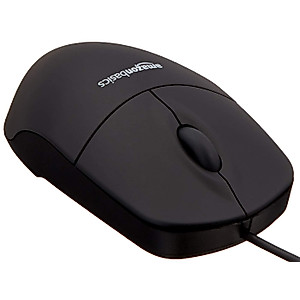 Amazon Basics 3-Button Wired USB Computer Mouse, Black