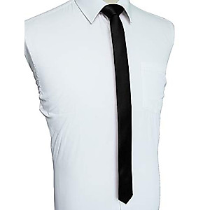 JEMYGINS 1.58" Black Tie Silk Skinny Ties for Men Slim Necktie(4cm)