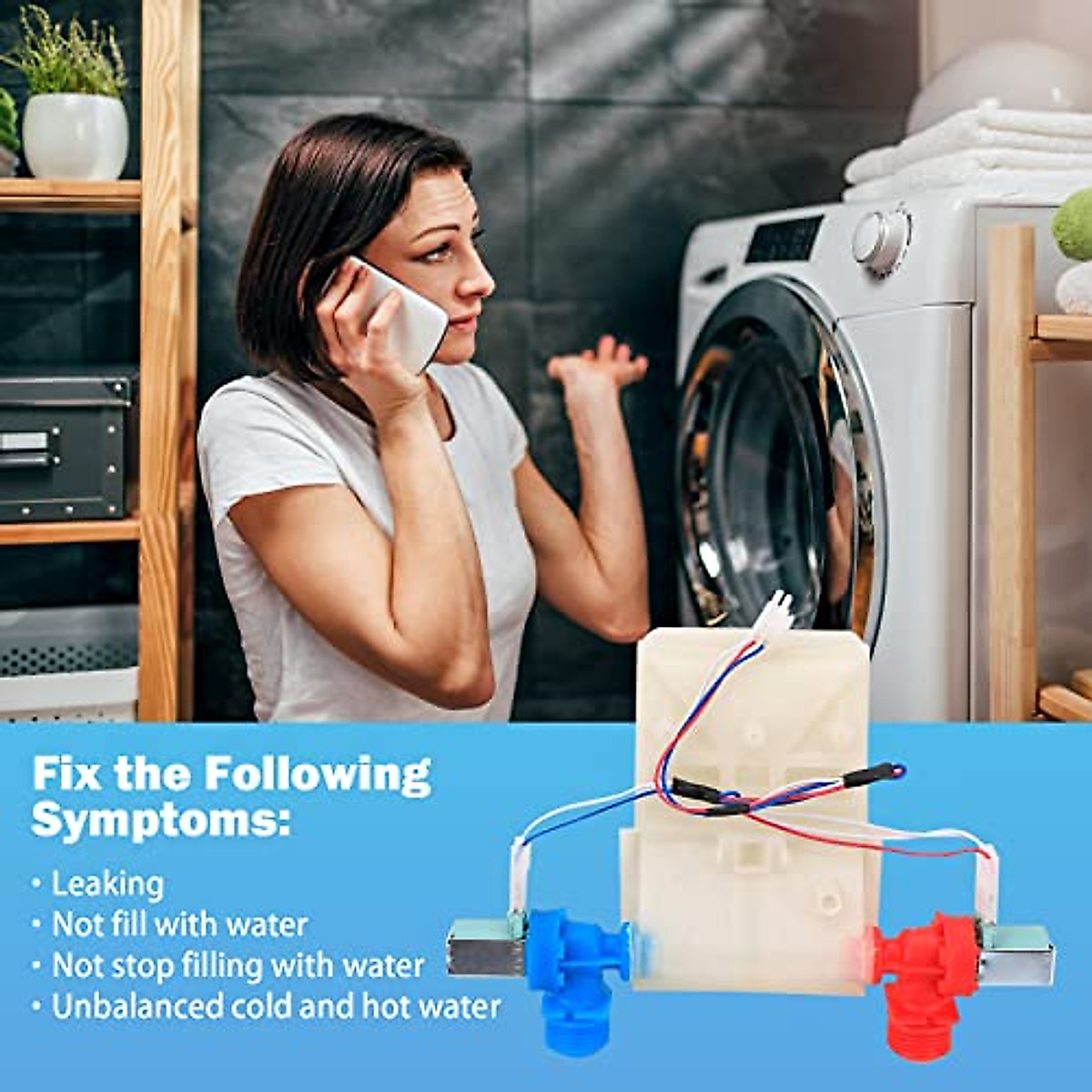 Washer Water Inlet Valve Replaces For Part W11101906 W10883458 AP6329219 W11210463 W10701461 W10869803 fits Whirlpool WTW4816FW2 W10683680 fits Inglis ITW4671EW1 Whirlpool Amana Crosley Maytag