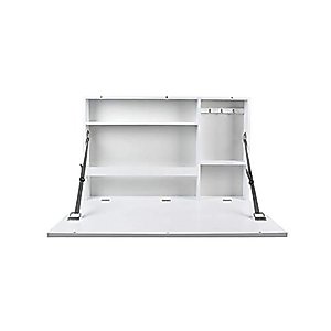 Prinz Work from Home Fold Down Wall-Mounted White 36' X 24' Murphy Desk with Chalkboard, 36' X 24' X 5'