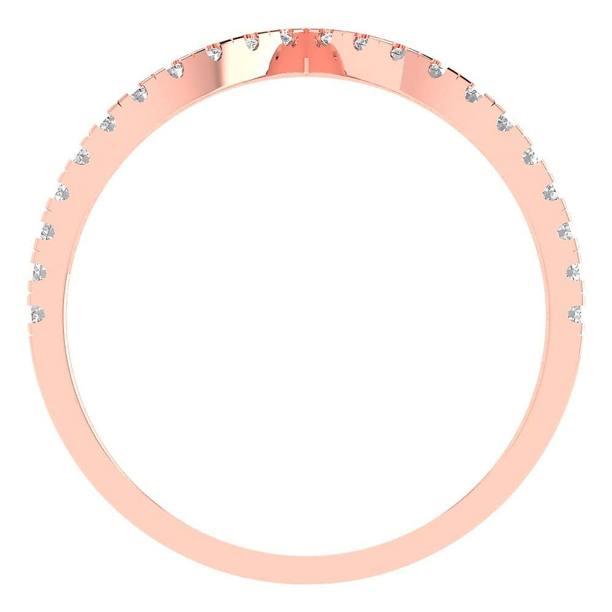 0.12 ct Brilliant Round Cut Clear Simulated Diamond 14k Rose Gold Stackable Wedding Engagement Promise anniversary Band Sz 6