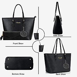 BestoU Handbags for Women Black Large Shoulder Tote Bag for Ladies Purses and Handbags Set