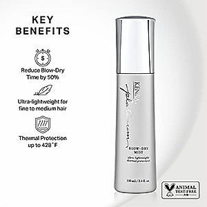 Kenra Platinum Blow-Dry Mist | Ultra-Lightweight Thermal Protectant | Detangles, Smooths, & Softens | Eliminates Frizz & Resists Humidity | Fine To Medium Hair | 3.4 fl. oz