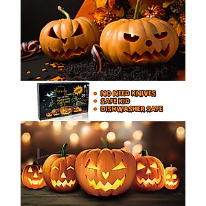 JUSTOTRY Pumpkin Carving Kit with Hammer Safe for kids, Halloween Pumpkin Cutter Tools, Durable Stainless Steel Non-knife Shaped Stencils, Pumpkin Carving Set for Adults, 23 PCS