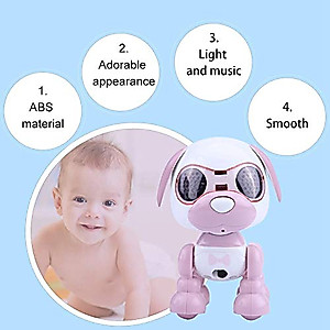 Robot Dog, Smart Dog, Walking Sound Puppy Interactive LED Record Educational Gift Robot Dog Pet Toy Smart Dog Robot Portable for Kids Boys(Pink)