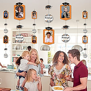 Big Dot of Happiness Orange Grad - Best is Yet to Come - Orange Graduation Party DIY Backdrop Decor - Hanging Vertical Photo Garland - 35 Pieces