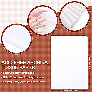 24" x 36" Acid Free Archival Tissue Paper, Unbuffered No Acid Paper No Lignin Archival Packing Paper for Long Storing Preserving Clothing Textiles Photo Present Wrap Office Home Supplies (200 Pcs)