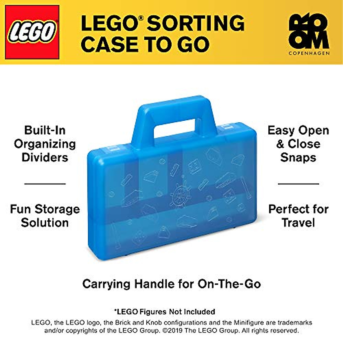 Room Copenhagen, Lego Sorting Box to-Go - Travel Case with Organizing Dividers - 3 Pack, Red/Blue/Green