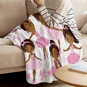 Roses Garden Fleece Blanket Cute Girl Ballerina Dancer Gymnastic Pattern Blanket 40"x50" - Lightweight Cozy Snuggly Warm Fluffy Plush Blanket Super Soft Microfiber Flannel Throw Blanket for Bed Couch