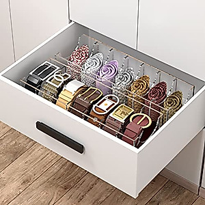 NIUBEE Belt Organizer, Acrylic Belt Storage Holder for The Closet, 7 Compartments Display Case for Tie and Bow Tie