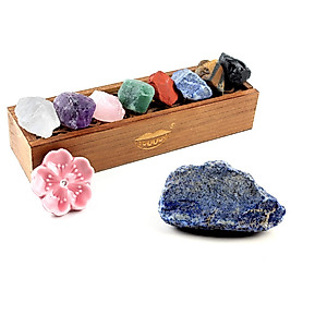 vuUUuv Chakra Stones Set -Natural Rough Raw Stone Reiki Healing Crystals for Healing, Meditation, Chakra Balance or Ritual（ Rough*8 pcs）