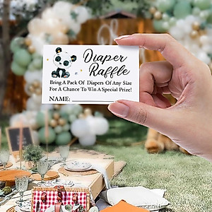 skuhyyg Diaper Raffle Tickets, Diaper Raffle Sign, Baby Shower Game Kit, Panda Bunting Raffle Insert Ticket，Watercolor Panda Balloon Baby Shower Decorations (1 Sign+50 Cards)