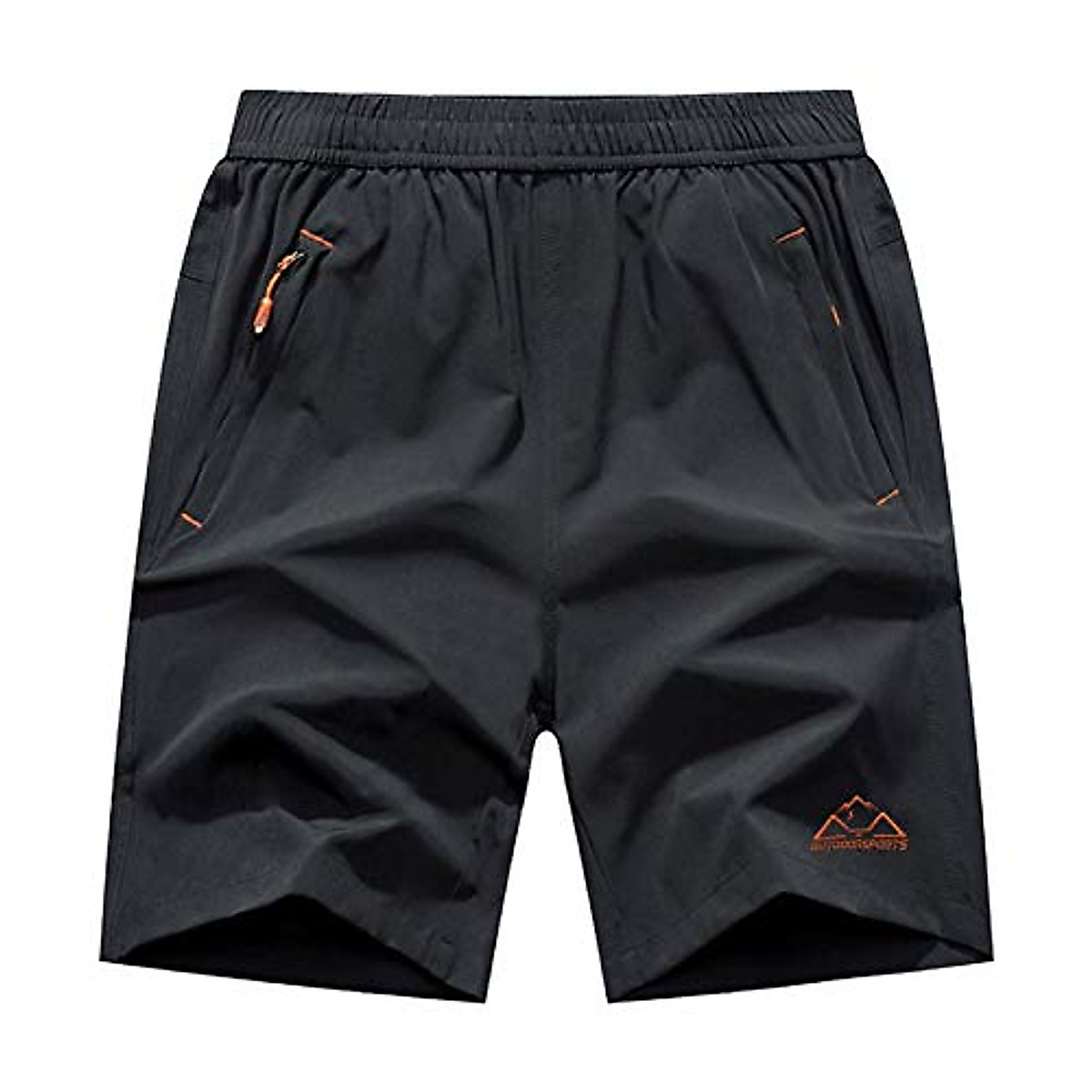 Rdruko Men's Quick Dry Hiking Shorts Lightweight Running Workout Gym Active Shorts with Zipper Pockets(Dark Grey, US M)