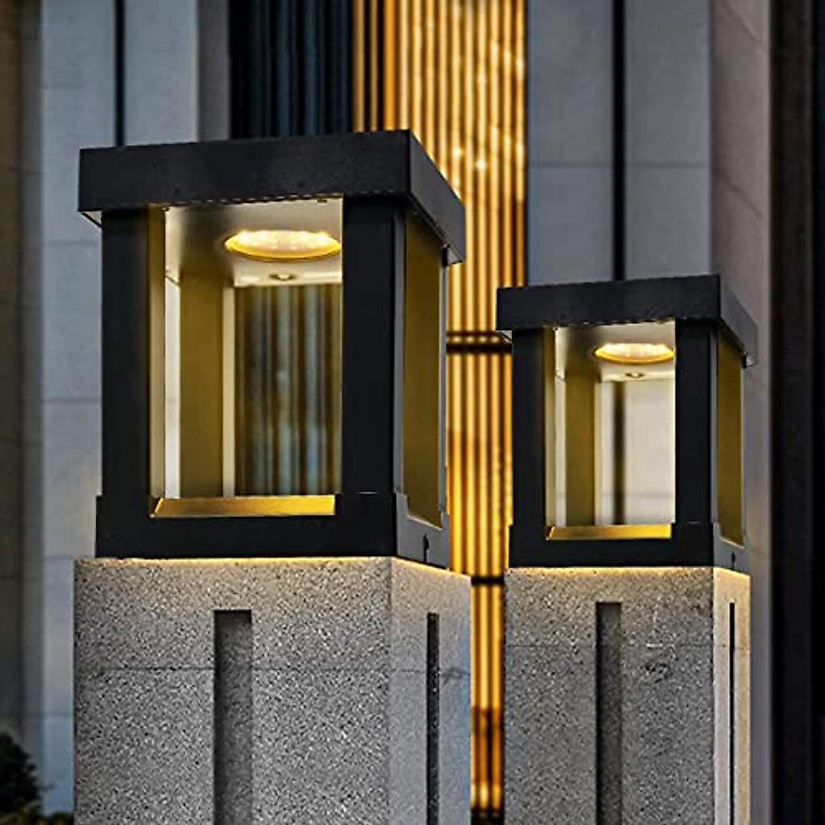JSBDPHW Modern Simple Square LED Column Light Solar Pillar Lamp Outdoor Waterproof Post Light Patio Garden Decoration Landscape Light Road Lawn Base Lamp