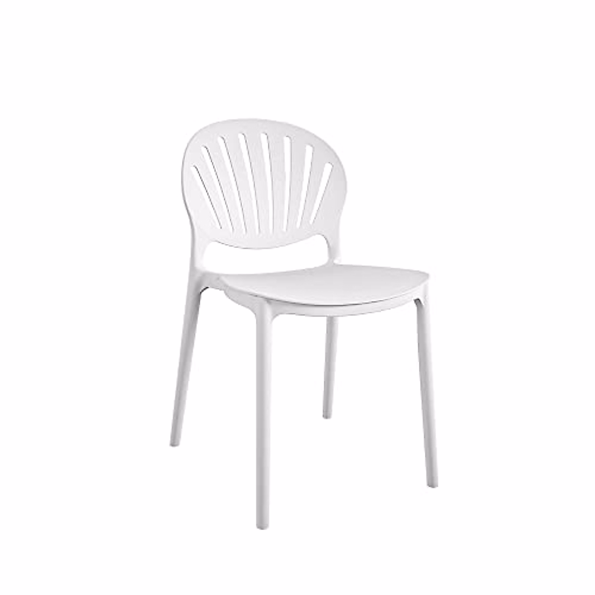 COSCO Outdoor/Indoor Stacking Resin Chair with Shell Back, 2-Pack, White