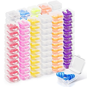 150 Pairs Silicone Ear Plugs Bulk Individually Wrapped Noise Cancelling Earplugs for Sleeping Reusable Noise Reduction Earplugs Colorful Soft Ear Plugs with Carry Case for Swimming Snoring