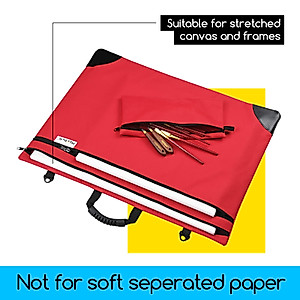 MEEDEN Soft Art Portfolio Bag: 24 X 31 Inch Light Weight Portfolio Canvas Case with Detachable Shoulder Strap -Waterproof 600D Oxford Carrying Storage Case for Canvas, Artwork, Sketching - Red