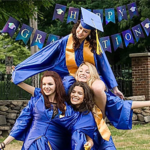 Iridescent Royal Blue Happy Graduation Banner Congrat Grad Garland Fishtail Flag Banner for Graduation Party Decoration Prom Party Supplies