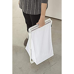 Yamazaki Home Laundry Basket - Foldable Storage Hamper Organizer Steel One Size White