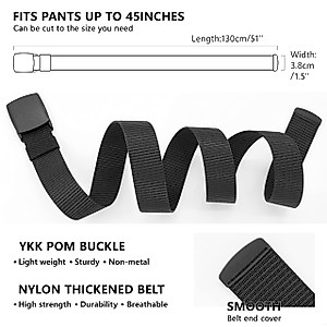 LXMY Work Belts for Men,Belts for Men,Adjustable Nylon Canvas Fabric Golf Belt,No Metal Buckle, Fast Pass Through the Airport Security,Suitable for Work and Travel