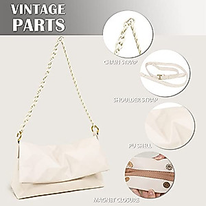 Small Chain Shoulder Bags Clutches Rhombus Evening Bags Crossbody Bags Hobo PU Vegan Leather Trendy Purse for Women(white-2)