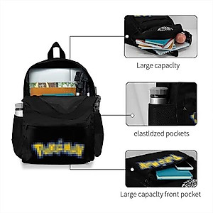 WCRSAIN Anime Backpack for Men Women,Big Capacity Water Resistant Lightweight 15.6 Inch Laptop Backpack for Travel Office Outdoor (Black)