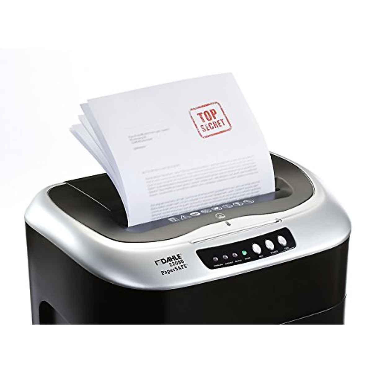 Dahle PaperSAFE 22080 Auto-Feed Paper Shredder, Oil Free, 80 Sheet Tray, Security Level P-4, Shreds CDs, Credit Cards & Paper Clips