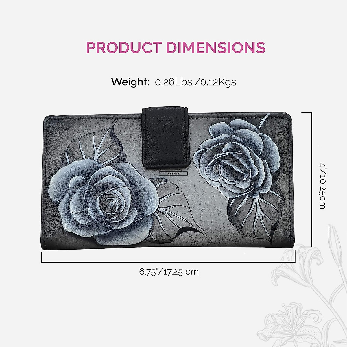 Anna by Anuschka Women’s Hand-Painted Genuine Leather Two Fold Wallet - Romantic Rose Black