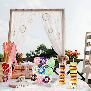 Frienda 1 Pack Acrylic Donut Display Wall Stand, Holds up to 18 Donuts and 2 Pieces Acrylic Donut Stands Clear Bagels Holder Square Stand Holder for Dessert Table Wedding Birthday Party