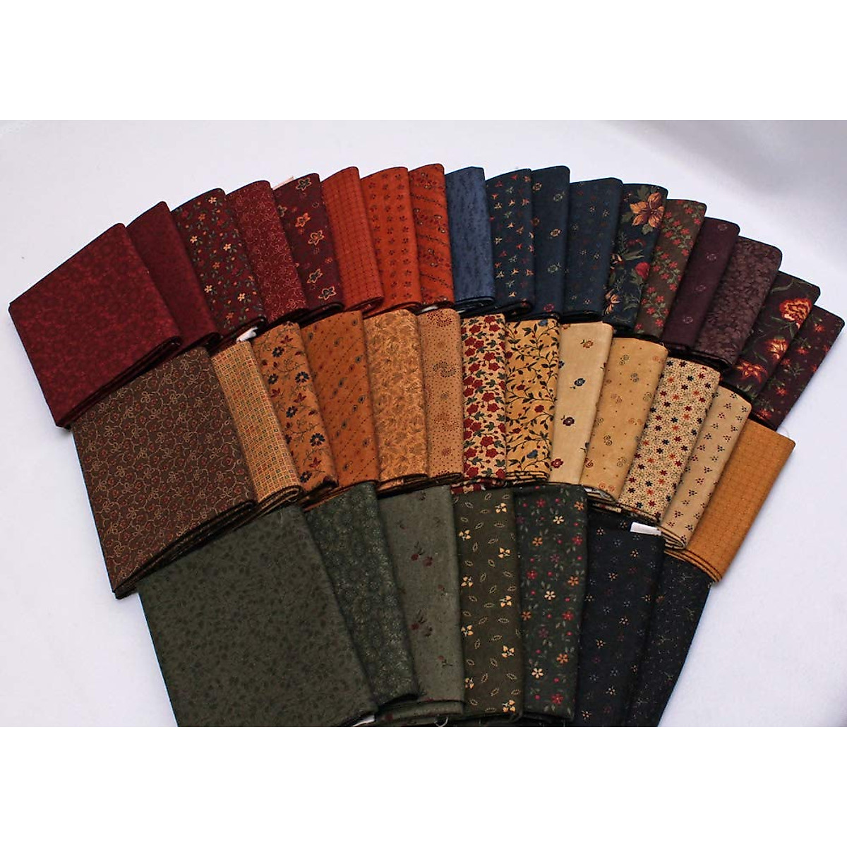 Fields 10 Fat Quarters - Kansas Troubles by Moda Fat Quarter Bundle Calico Floral Flowers Classic Reproduction Style Quality Quilters Assorted Cotton Fabrics M22805b