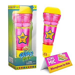 IPIDIPI TOYS Echo Microphone for Kids - Stocking Stuffers, Magic Microphone for Toddlers with Multicolored Flashing Light - Speech Therapy Toys and Retro Gift Mic Toy for Girls (Pink/Yellow)