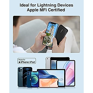 Luxtude 5000mAh Portable Charger iPhone Built in Lightning Cable (MFi Apple Certified), Ultra Slim External Battery Pack, Fast Charge Power Bank for iPhone 14/13/12/11 Pro/X/XR/XS Max/10/8/7/6S etc.