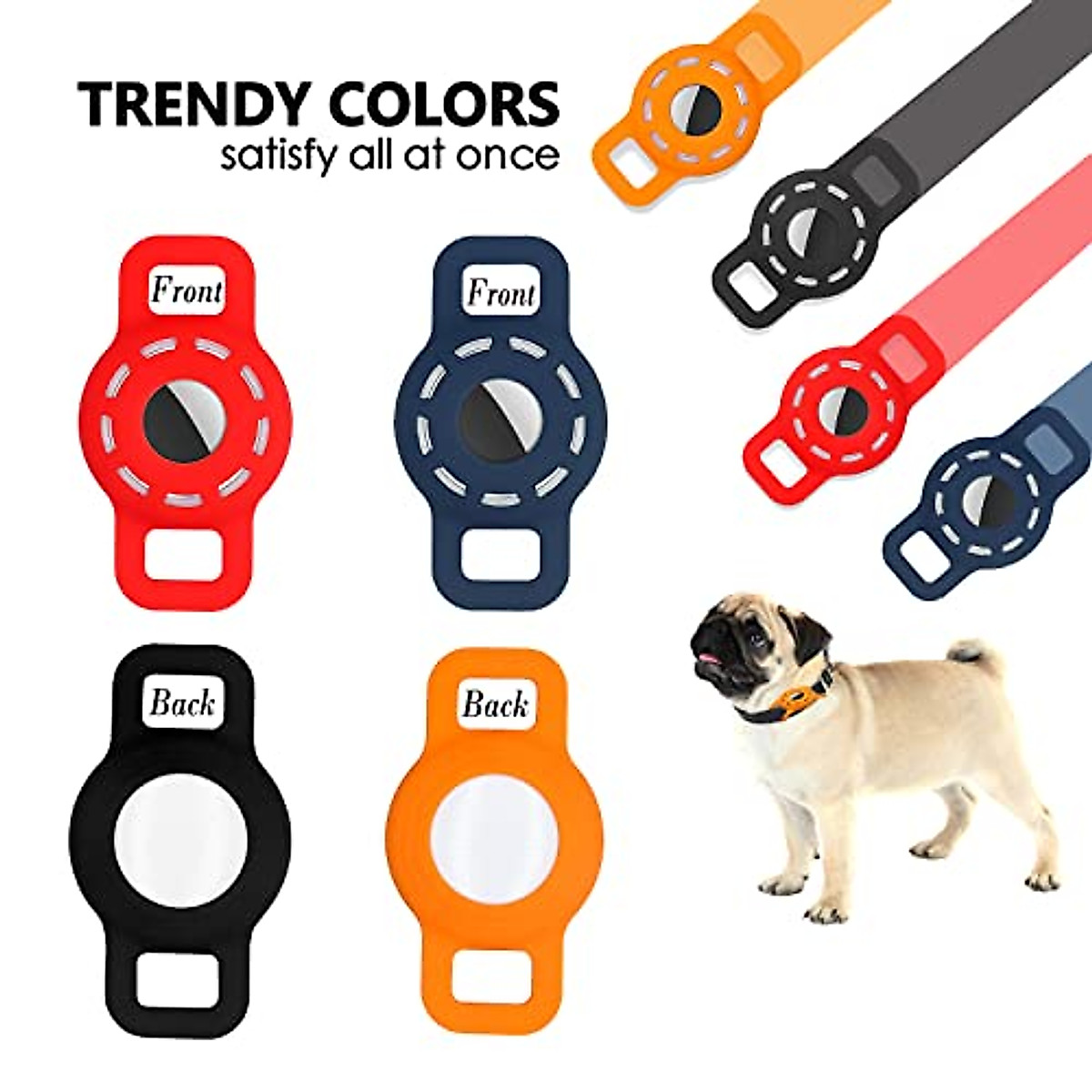 Amaessom Airtag Dog Collar Holder（4 Pack） Protective Airtag Case for Dog Collar，Anti-Lost Air Tag Case Holder Cover Compatible with Cat Dog Collars Loop ，Airtag Pet Holder 0.8 inch Width …