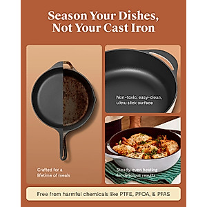 Caraway Enameled Cast Iron Braiser - 3.5 qt Braiser Pan - 3 Layer Enamel Coating - No Seasoning Required - Compatible With All Stovetops - Oven Safe - Free From Forever Chemicals - Cream