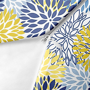 Britown Floral Navy Blue Outdoor Waterproof Throw Pillow Covers 18 x 18 Inch Set of 2, Geometric Elegant Pillowcase Square Cushion Case, Farmhouse Garden Decorative Pillows for Couch Beach Patio