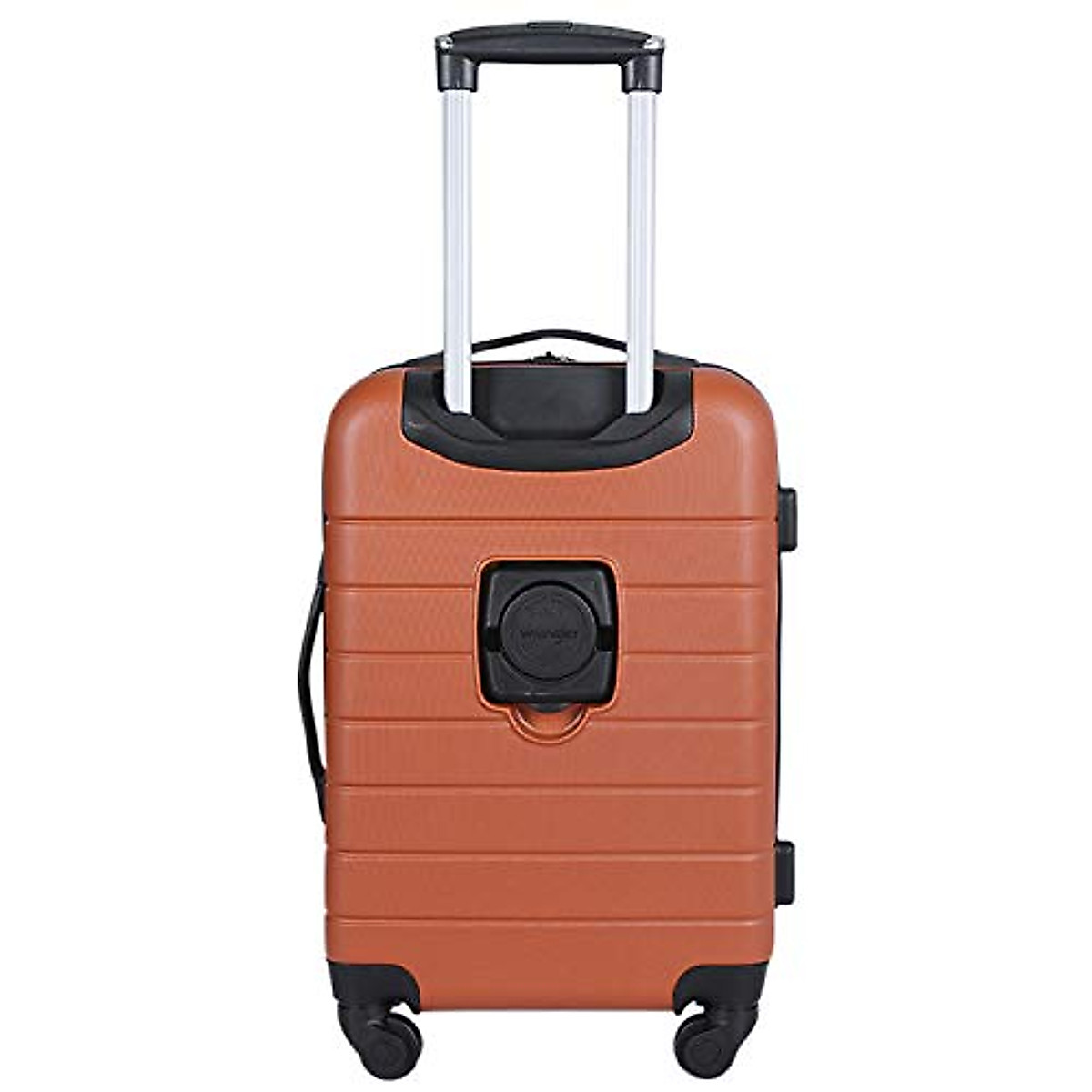 Wrangler Smart Luggage Set with Cup Holder and USB Port, Burnt Orange, 20-Inch Carry-On