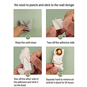 gofidin 4 Pcs Creative Astronaut Model Hooks Cartoon Planet Kitchen Strong Glue Hanger Nail-Free Door Behind Key Holder Bathroom Accessories Wall Hook