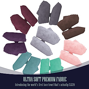 16 Count Premium Makeup Remover Cloths- Super Soft Not Wear Skin - 8×8 Inches - Highly Absorbent Microfiber Coral Velvet Fingertip Face Towels Washcloths for Hand and Make Up, Quick Dry- Classics