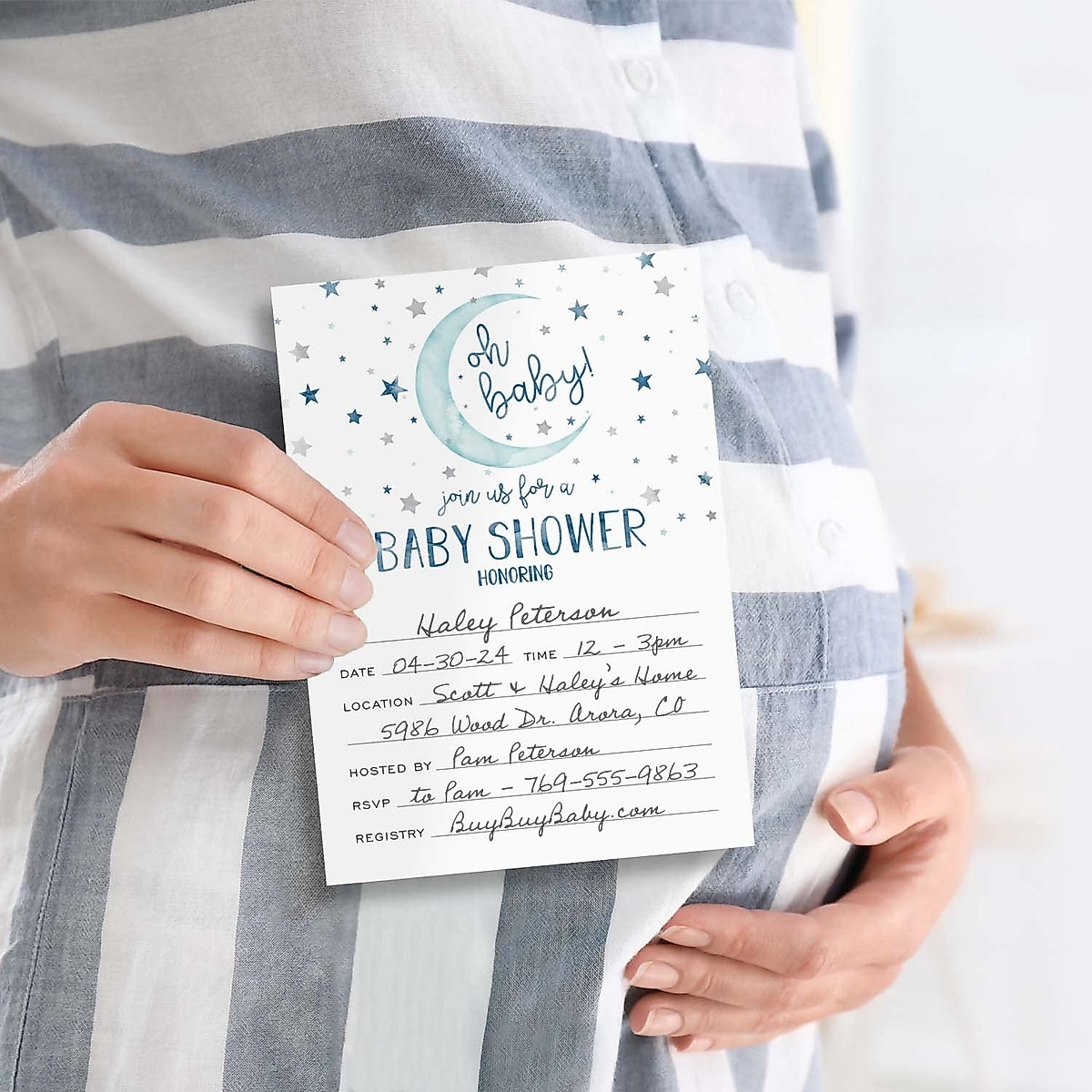 Starry Delight Baby Shower Invites / 25 Invitation Cards With White Envelopes / 5" x 7" Flat Twinkle Star Invitations/Fill In Gender Neutral Baby Party Cards/Made In The USA