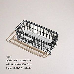 TIEYIPIN Farmhouse Decor Small Metal Wire Storage Organizer Basket Bins - Black (Set of 3)