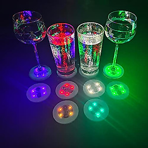 AUSTUFF LED Coaster, 25 Pack Light Up Coasters for Drinks, Liquor Bottle Light Stickers Coasters, Flash Light Up Bar Coaster for Club, Bar, Party, Wedding Decor(Multicolor)