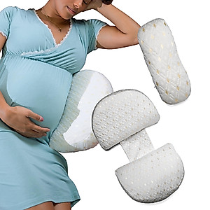 Dukanix Pregnancy Pillows for Sleeping, Pregnancy Body Pillow, Support for Belly, Back, Hip and Leg, Maternity Pillow with Adjustable Cooler Cover, Pregnancy Wedge Pillows Ideal for Pregnancy Travel,