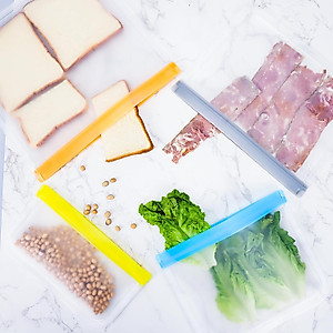 LePvo Reusable Food Storage Bags，32 Pack BPA FREE Freezer Bags(8 Gallon Bags + 8 Quart Bags +8 Sandwich Bags + 8 Food Grade Snack Bags+8) EXTRA THICK Reusbale Lunch Bag for Salad Fruit.