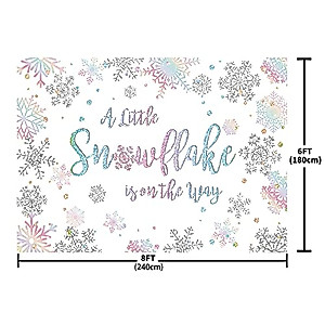 AIBIIN 8x6ft Snowflake Baby Shower Backdrop Winter Colorful Silver Snowflake Baby Shower Party Decorations for Girl Wonderland Gradient Glitter Snowflake Baby Shower Background Banner Photoshoot Props
