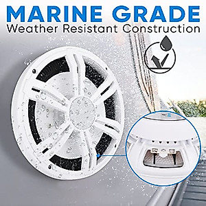 PyleUsa 6.5” Slim Marine Subwoofer -150W 4 Ohm Waterproof Car Component Speaker System,Low Profile PP Cone w/Rubber Edge, 20 Oz Magnet 1" Voice Coil, for Custom Audio Boat Truck Mobile Vehicle (White)