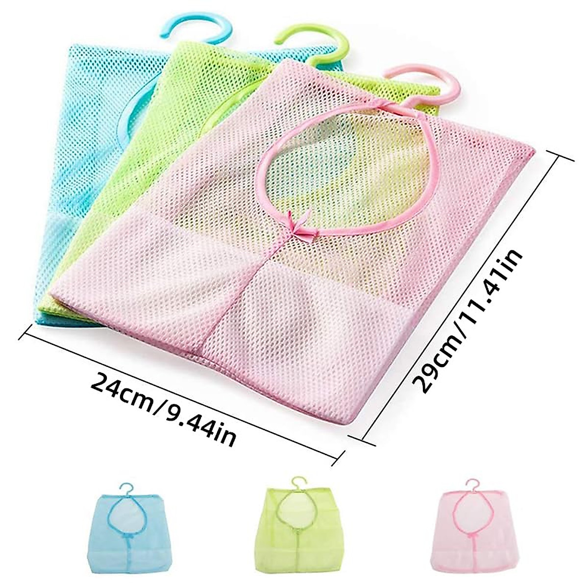 Multipurpose Clothespin Bag with Hanger, Durable Reusable Portable Hanging Storage, Socks Underwear Storage for Bathroom Wardrobe Laundry Clothesline Outdoor (Blue)