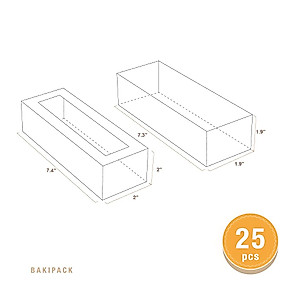 BAKIPACK 25 Macaron Boxes for 6 Macarons White Macaron Boxes with Interior Measurement 7.3" x 1.9" x 1.9" Macarons Gift Boxes with Clear Window (without Macaron inside)
