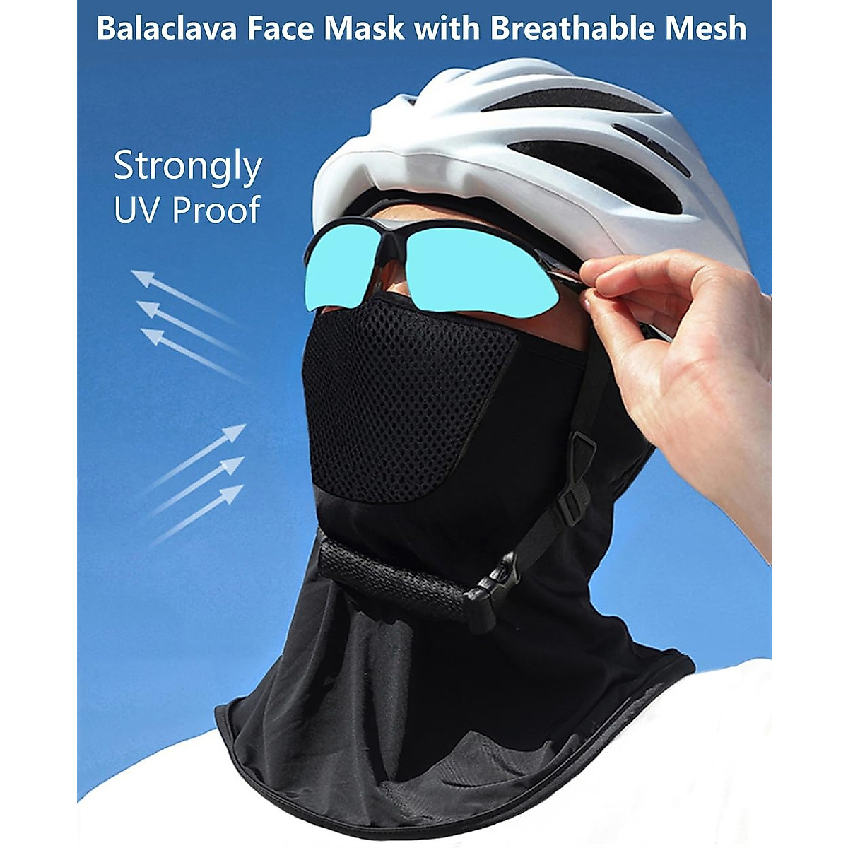 bodbop Balaclava Face Mask Ski Mask Men Full Head Mask Cover Windproof Sun UV Protection for Women Outdoor Sports Cap (Black)
